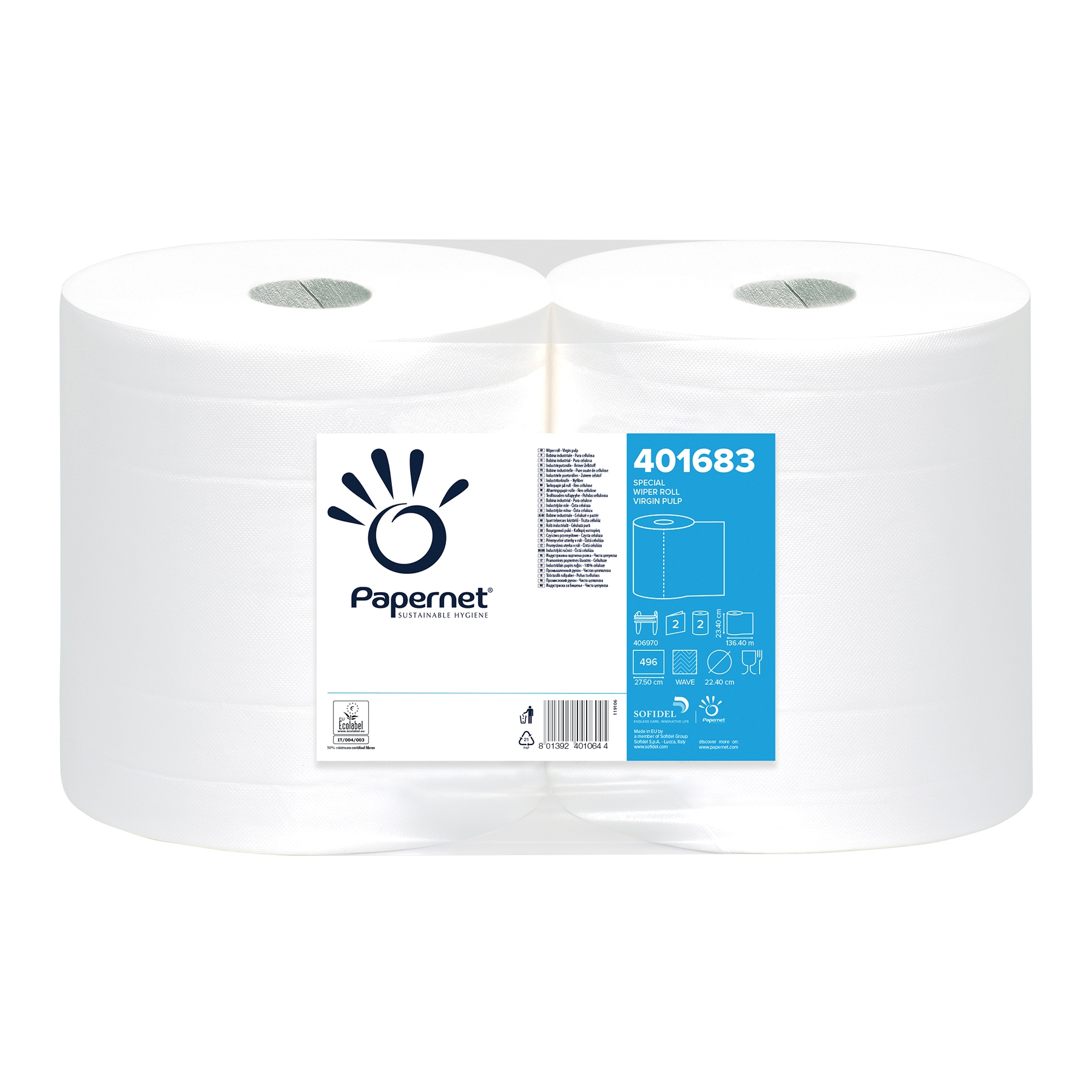Wiper Roll, 2-ply, 496 sheets, 136m length | Papernet