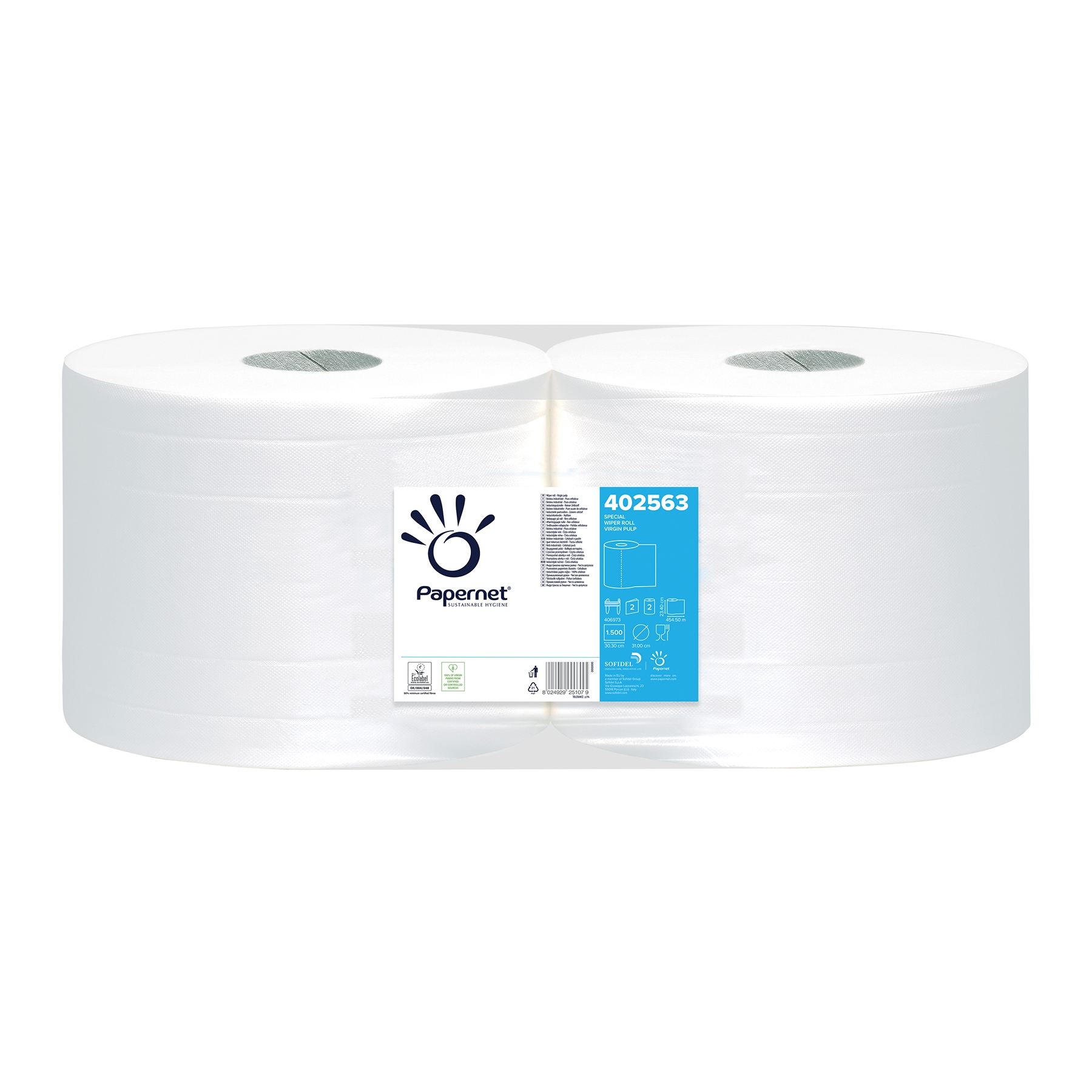 Industrial Wiper Rolls, 2-ply, 1500 sheets, 455 m | Papernet