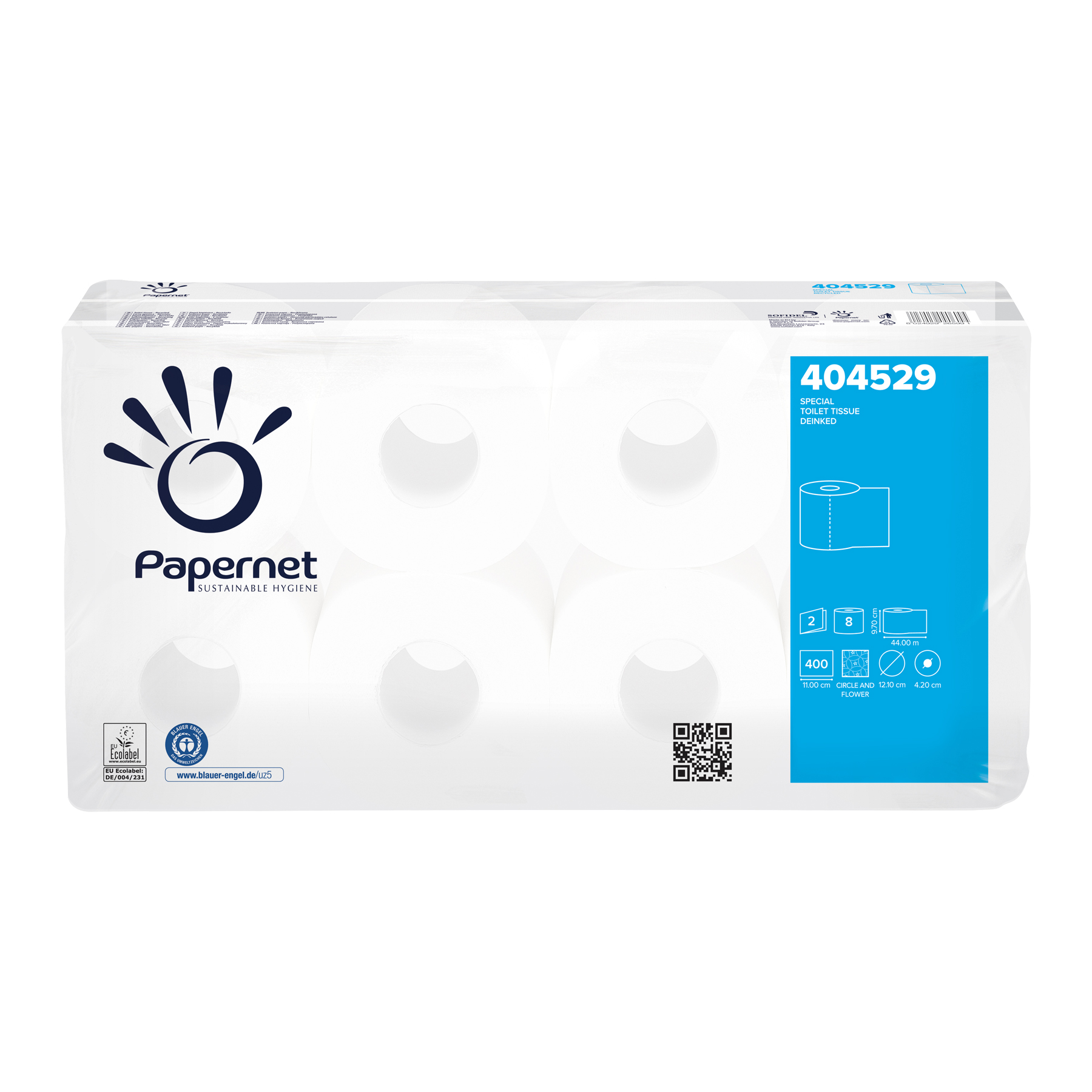 Toilet paper, 2-ply, 400 sheets, 8 pieces | Papernet