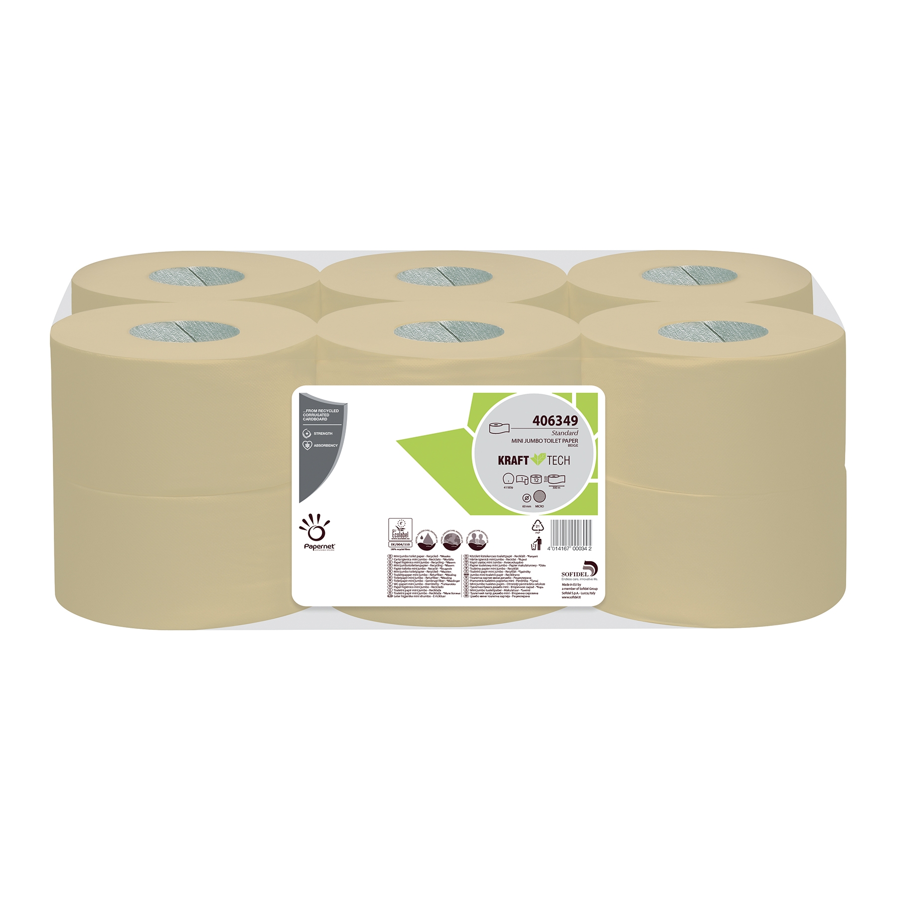 Mini Jumbo Toilet Tissue 300 m, 12 pcs | Papernet