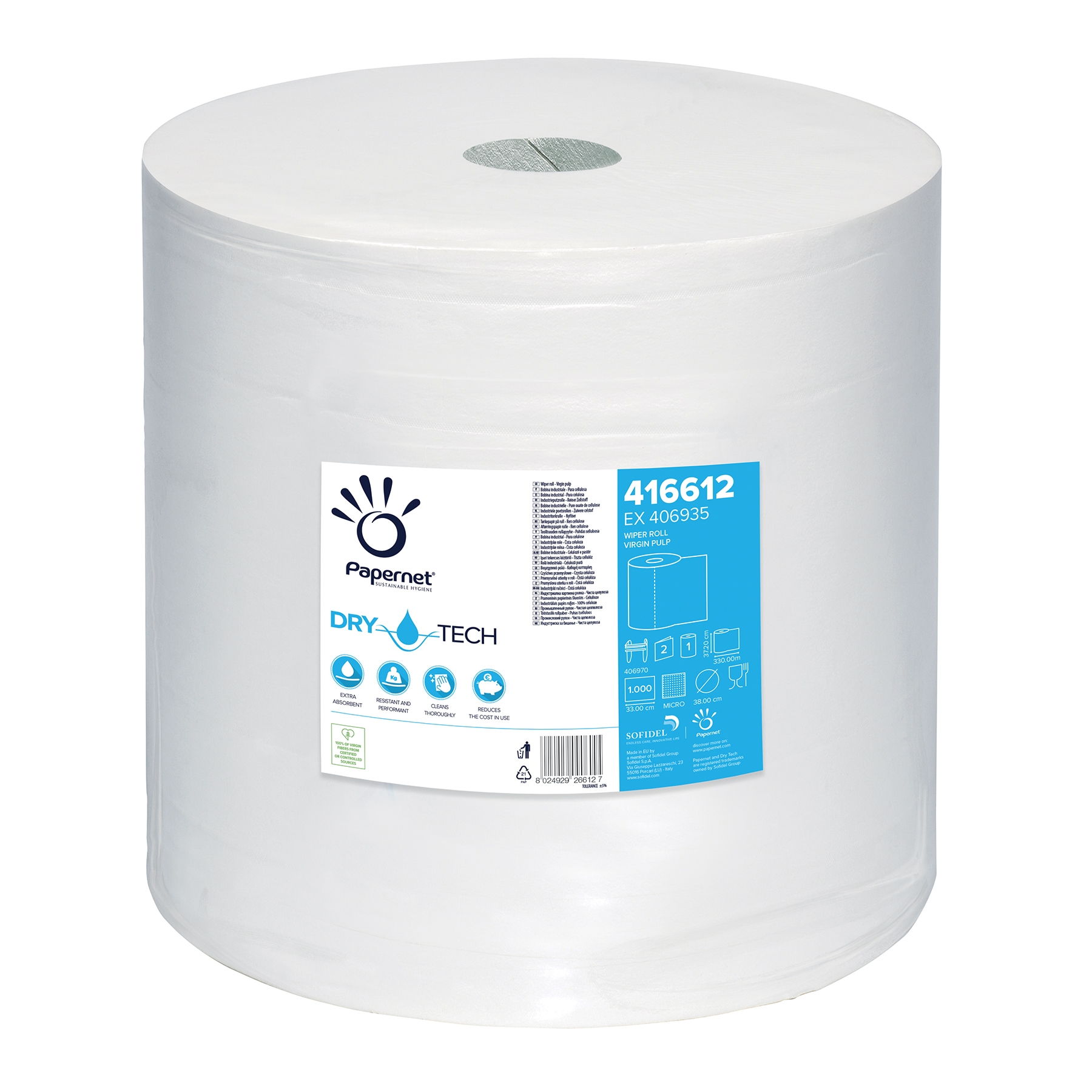 Industrial Wiper Rolls with High Absorption, 36 cm Sheets | Papernet