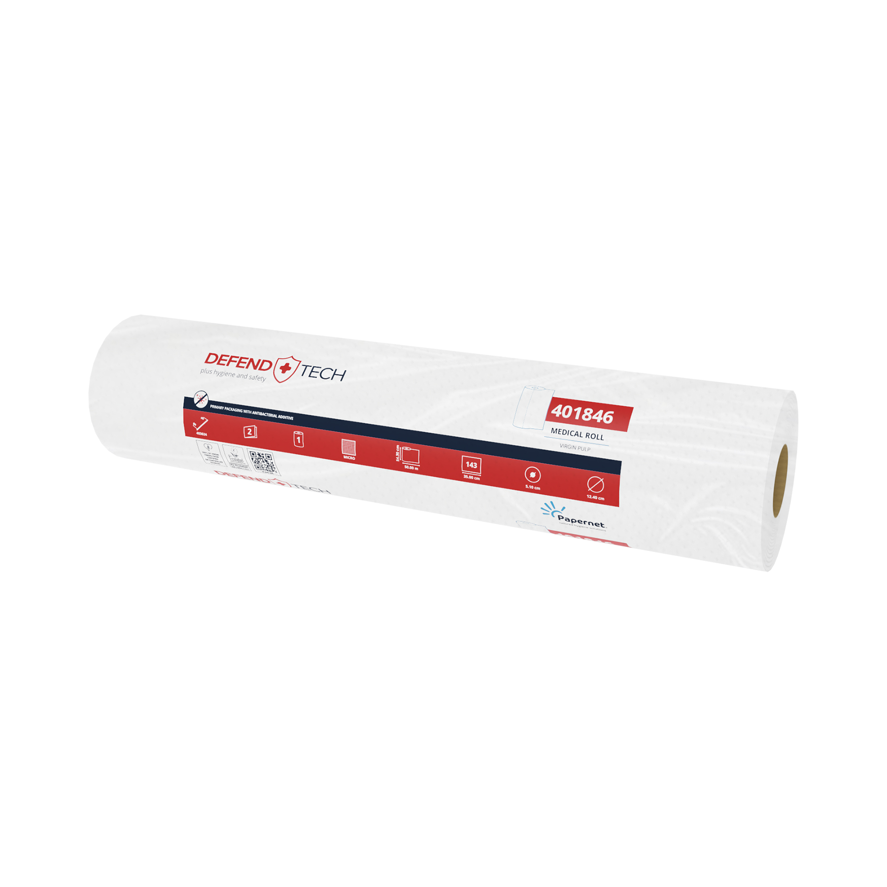 Medical Roll with Defend Tech, 2-Ply, 143 Sheets, 50m | Papernet