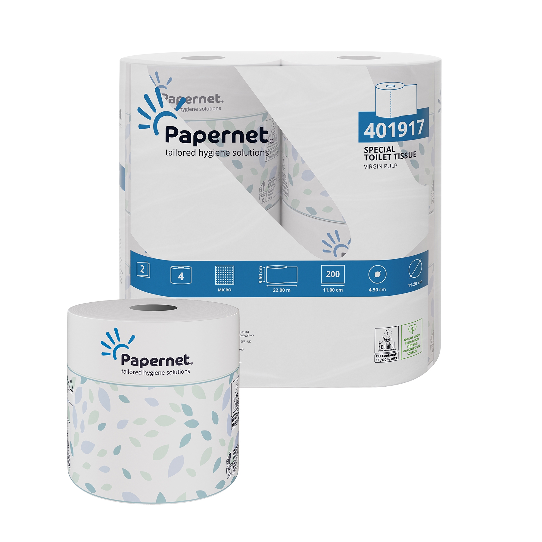 Toilet paper, 2-ply, 200 sheets, 4 pieces | Papernet
