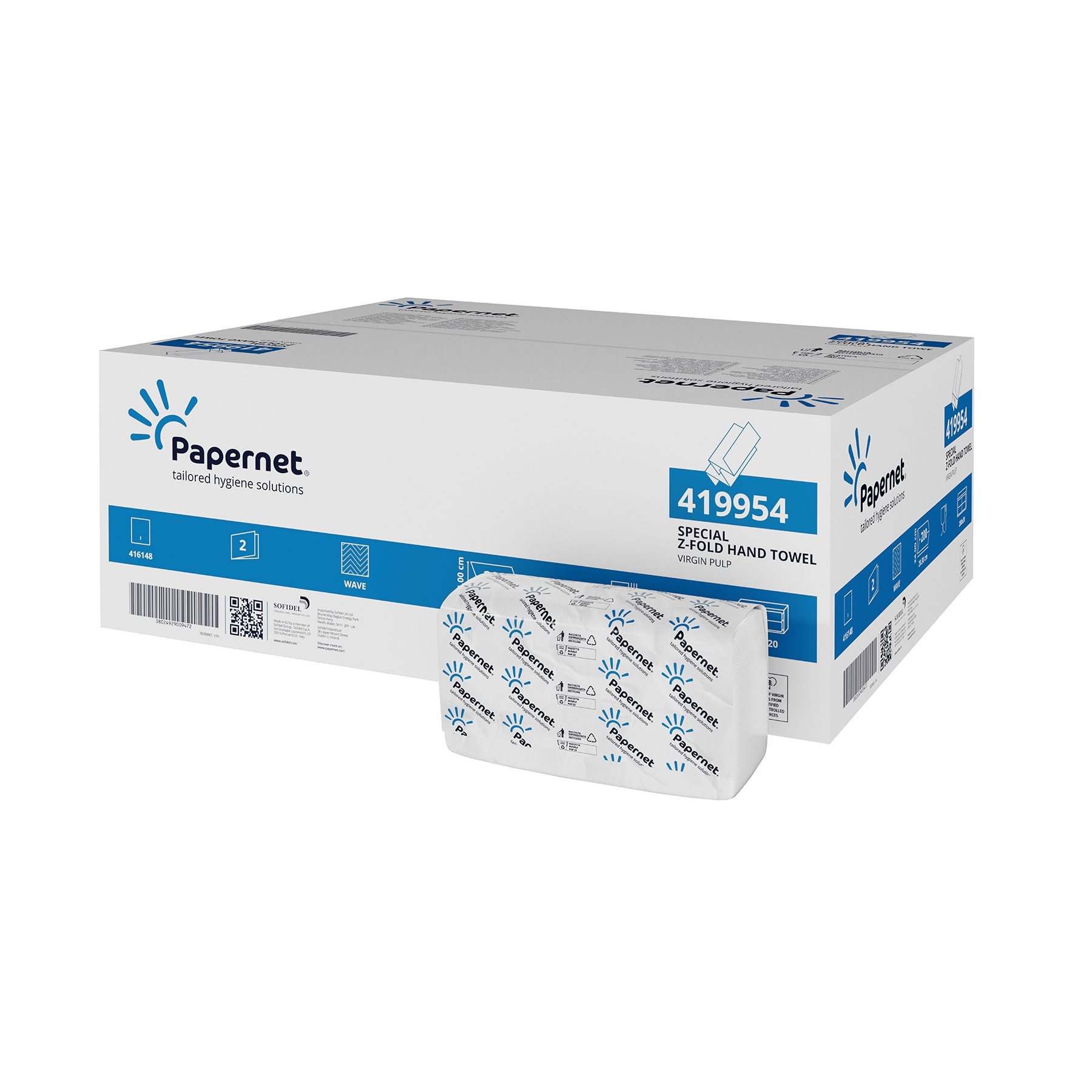 Folded Hand Towels 2-ply, 200 sheets, White | Papernet